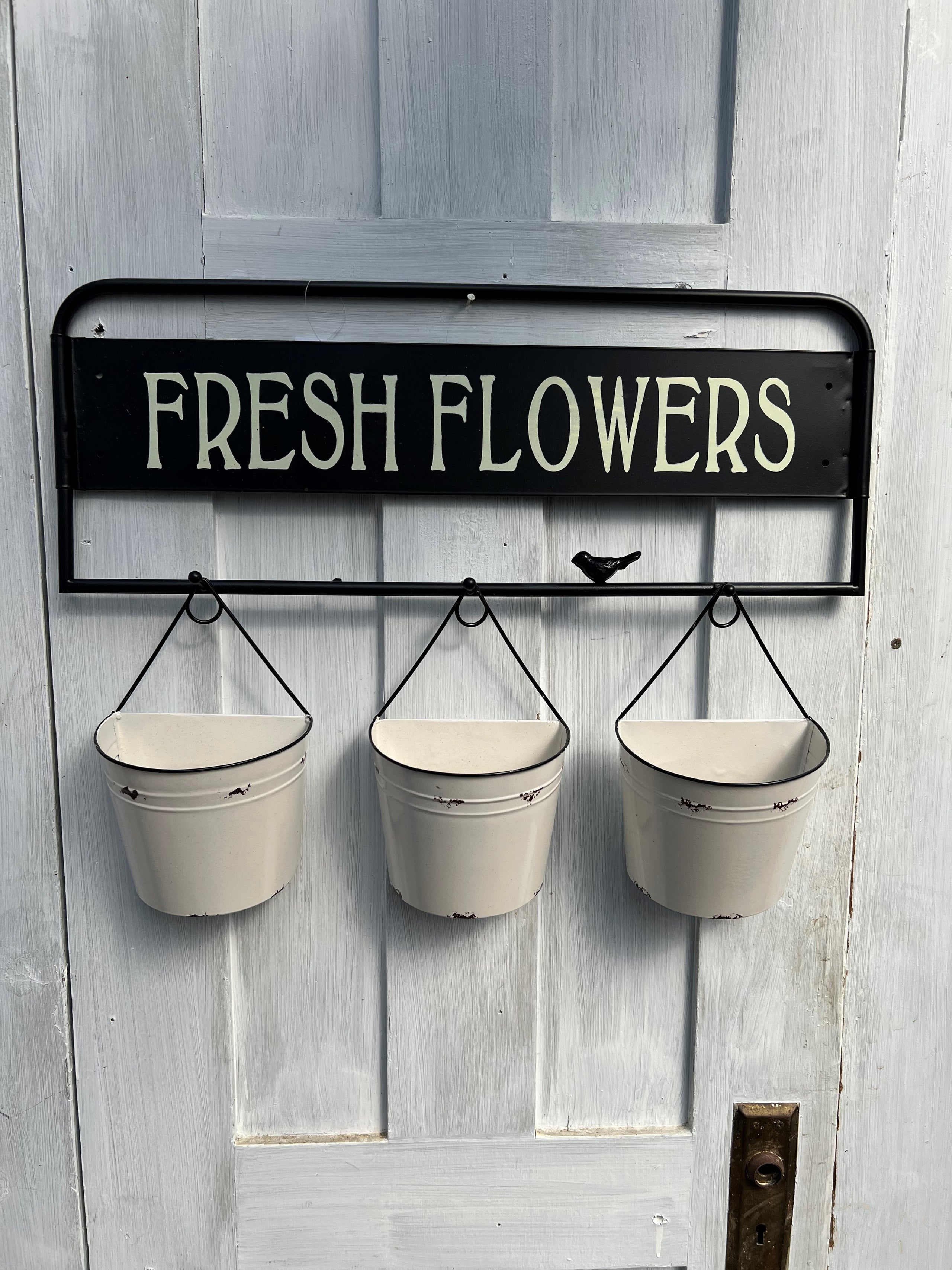 Fresh Flowers Sign with Hanging Pots | Debs Greenhouse Garden Centre